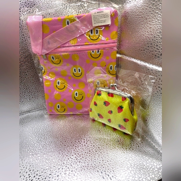 Accessories | Smiley Face Pink And Yellow Kids Bag Yellow W Stawberrys ...